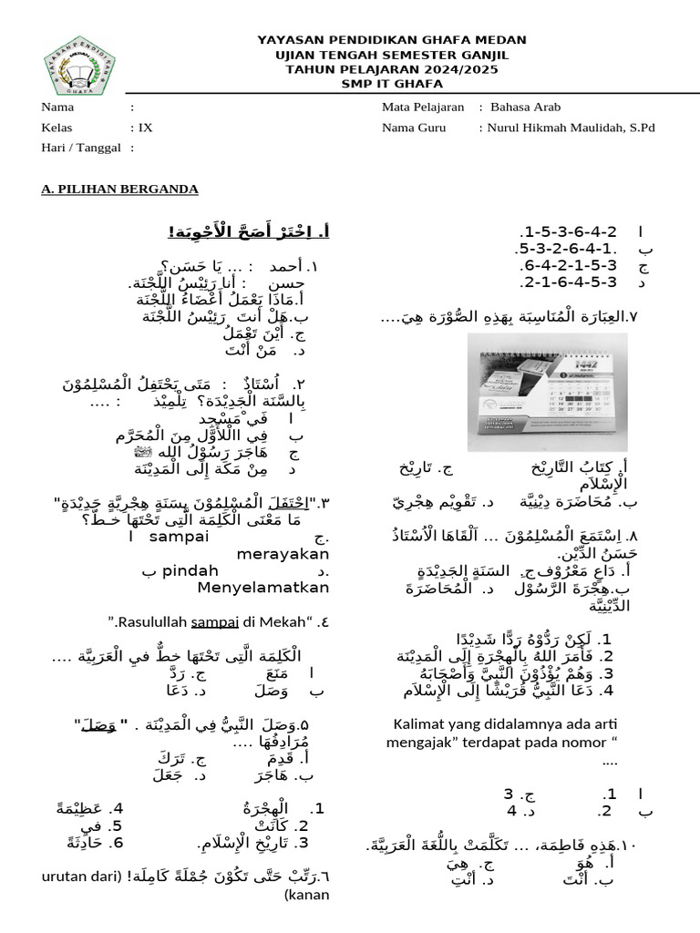 Uts B Arab 9 | PDF