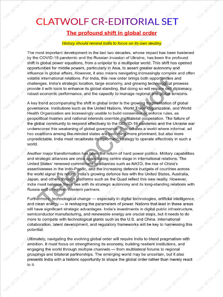 3-05-2025 CR-Editorial Ques Set CLAT-AILET 2026 | PDF