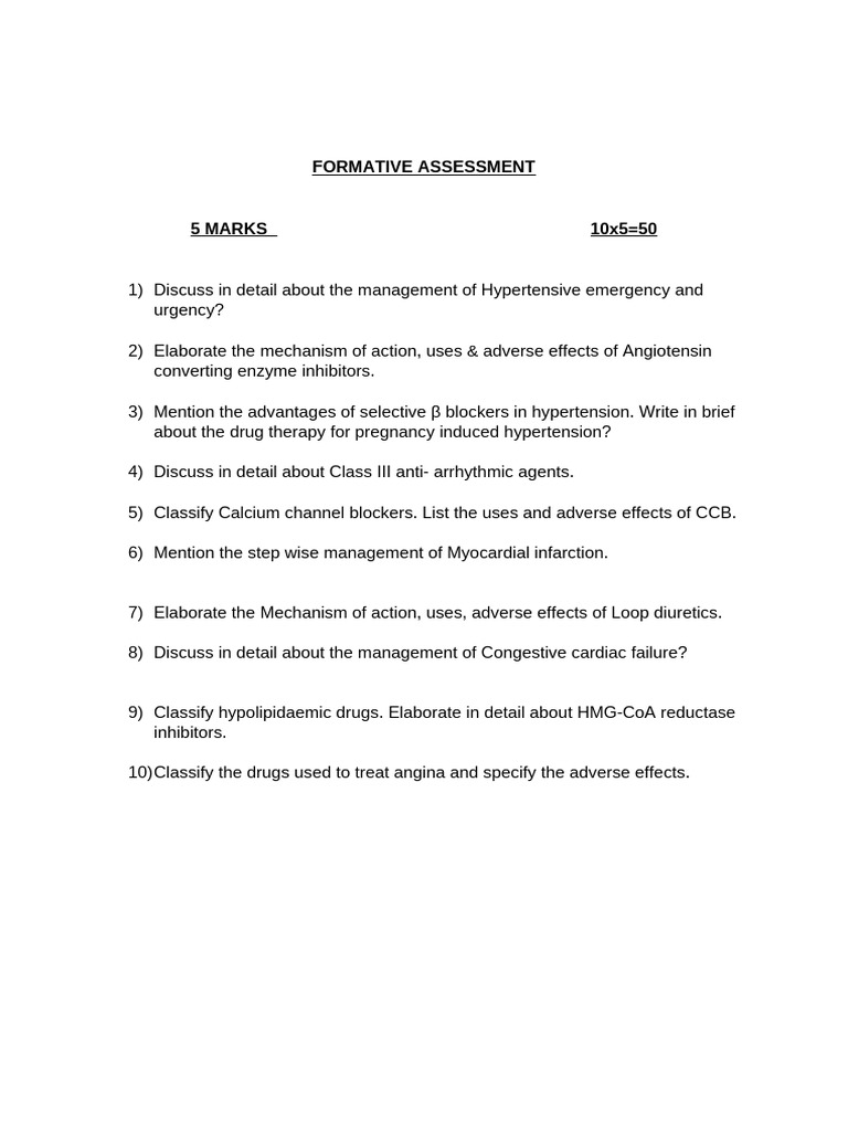 Formative Assessment - 5 Marks | PDF