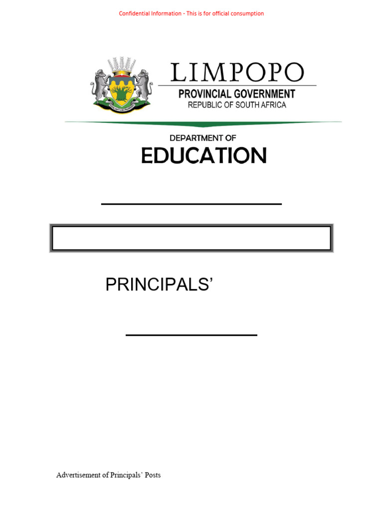Principals' Posts Vacancy Announcement | PDF