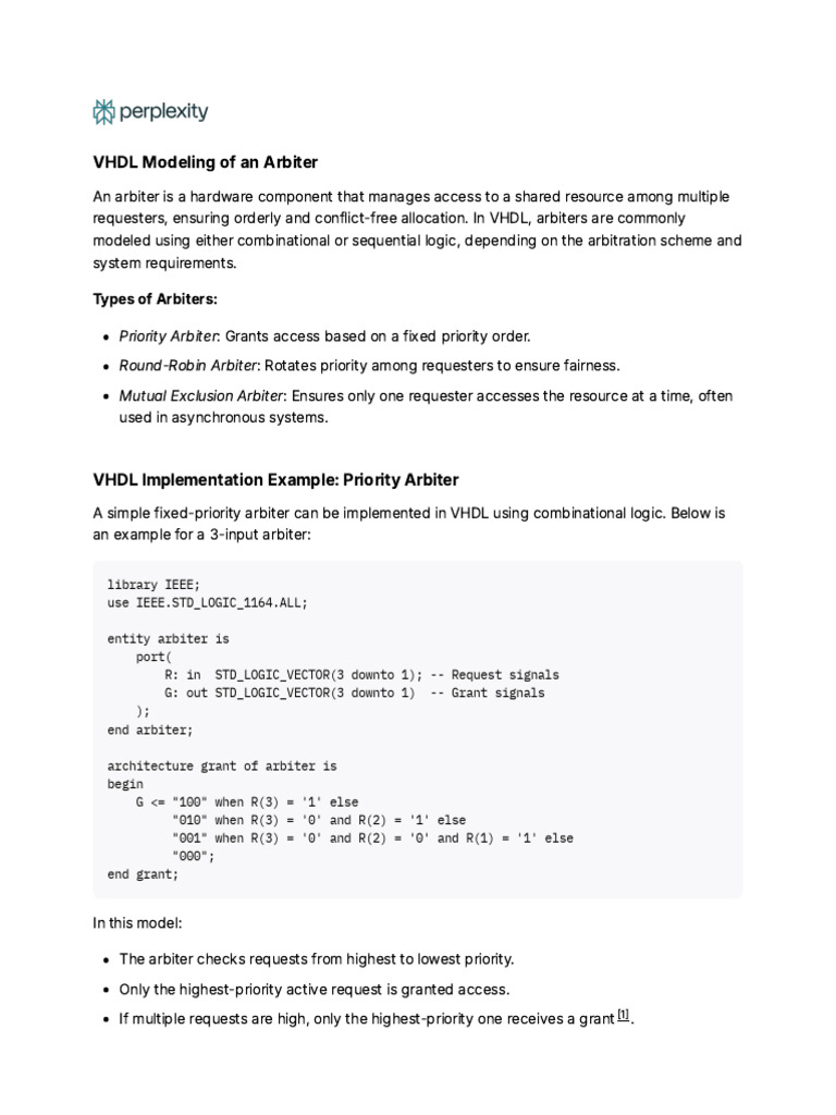 VHDL Modeling of An Arbiter | PDF | Vhdl | Arbitral Tribunal