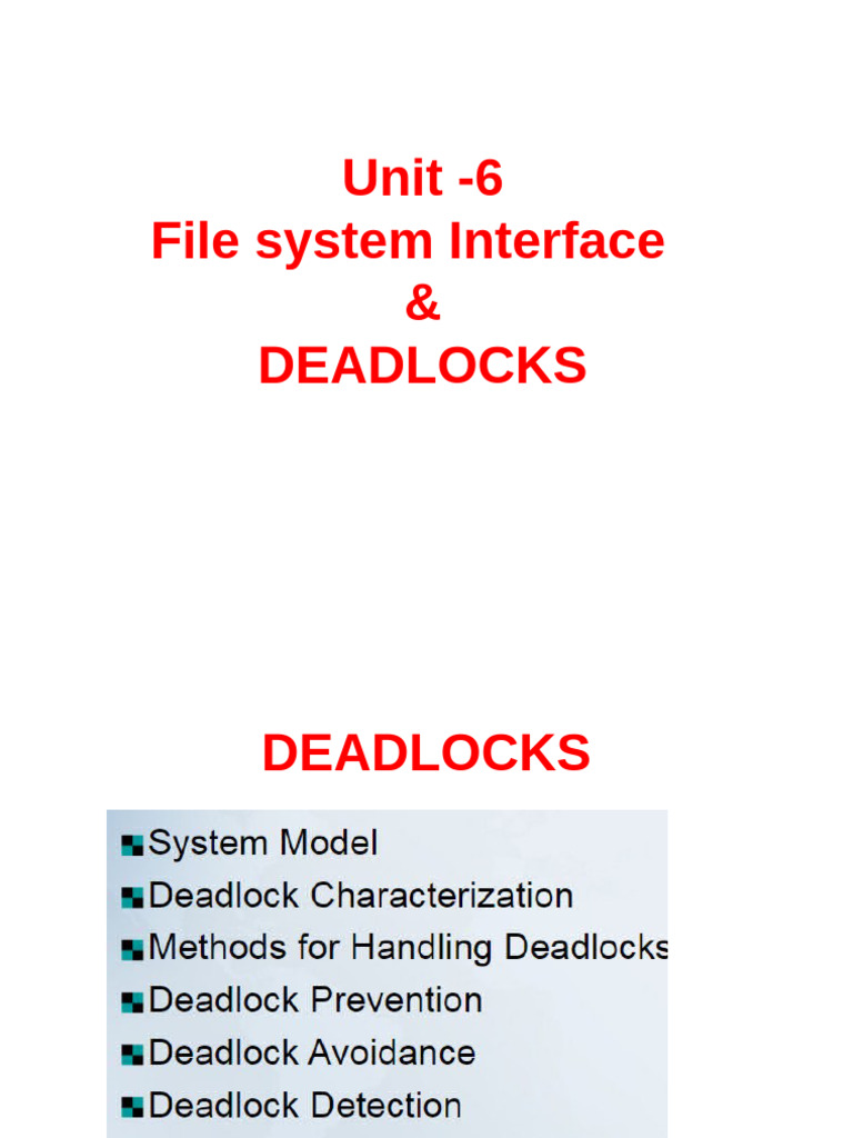 Unit 6-Coos Dead Locks and File System | PDF | Computer File | File System