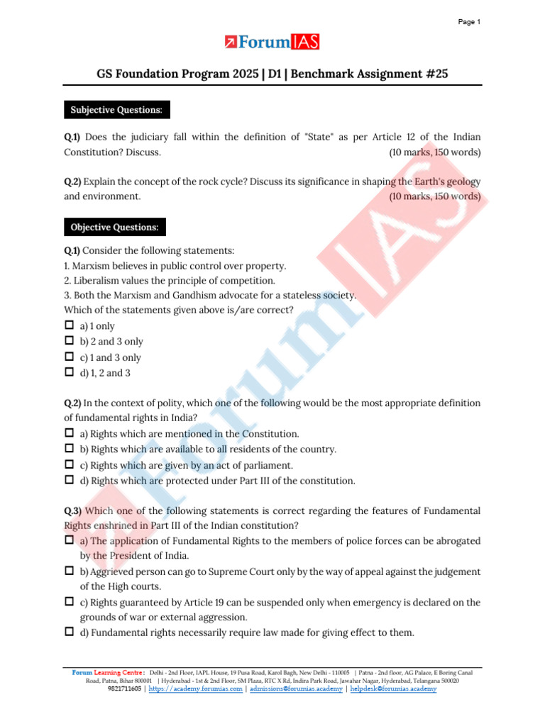 GS-Foundation-2025-D1-Assignment-25-QP | PDF | Rock (Geology) | Geology