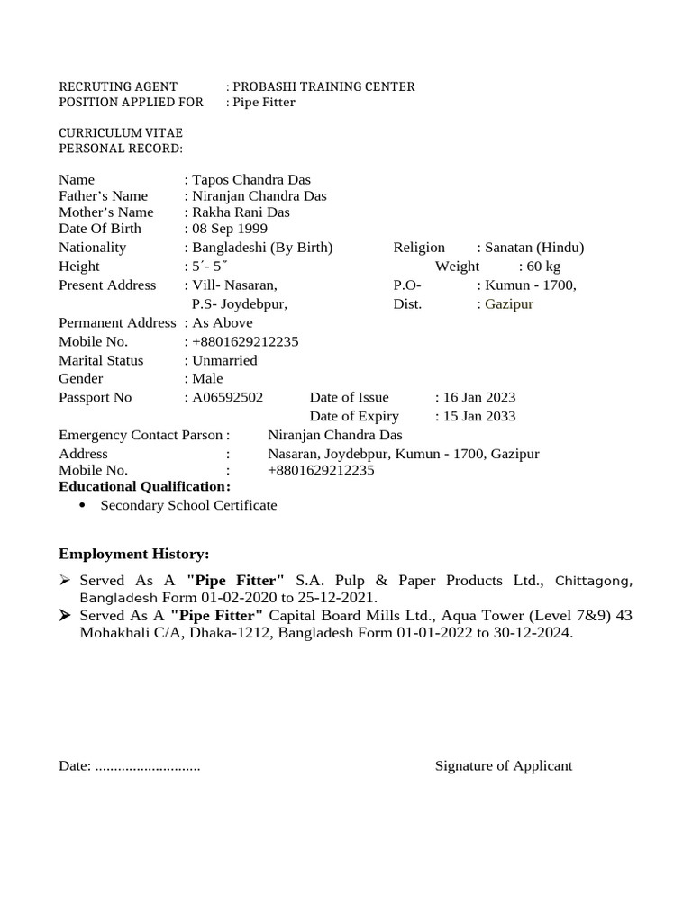 Bio - TAPOS CHANDRA DAS | PDF