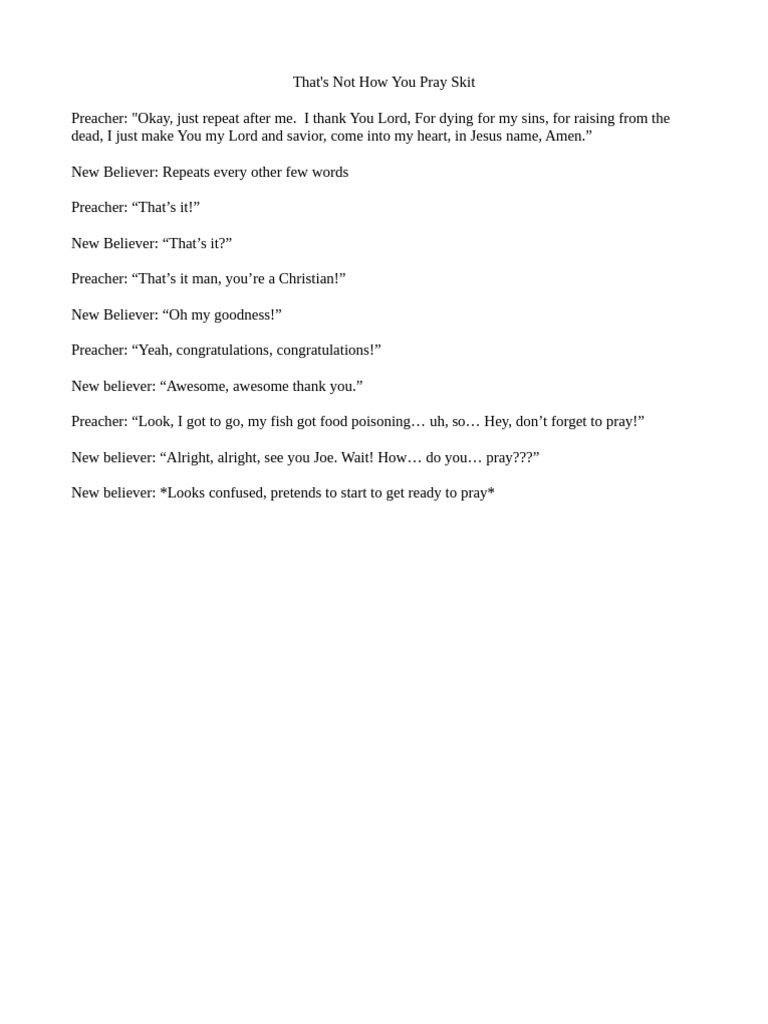 How to Pray: A Skit Guide | PDF