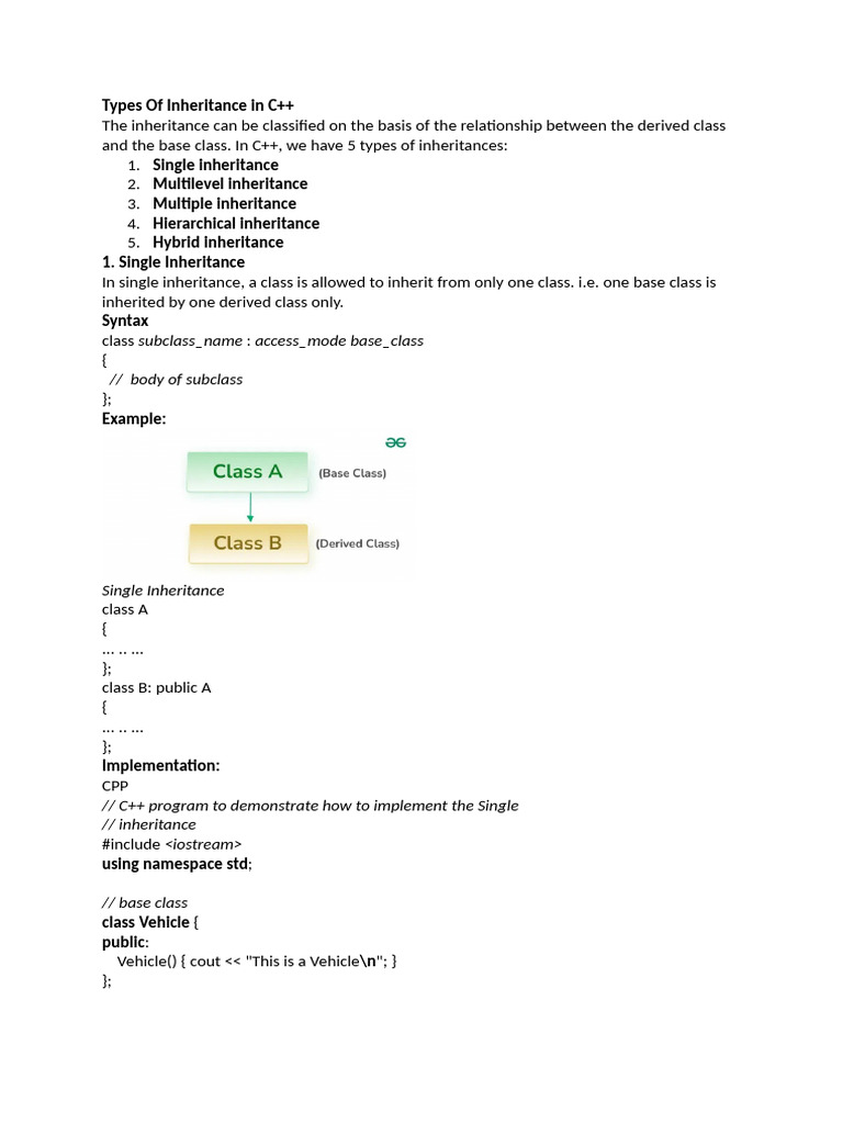 Types of Inheritance in C M M | PDF | Inheritance (Object Oriented ...