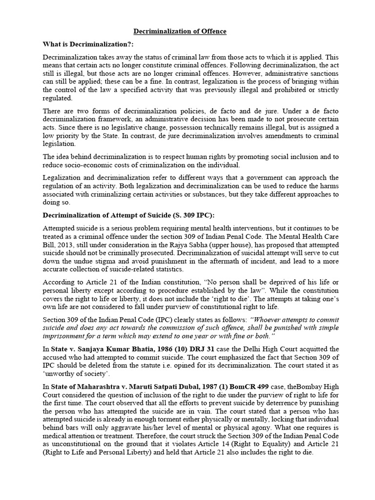 Decriminalization of Suicide and Adultery | PDF | Adultery | Justice