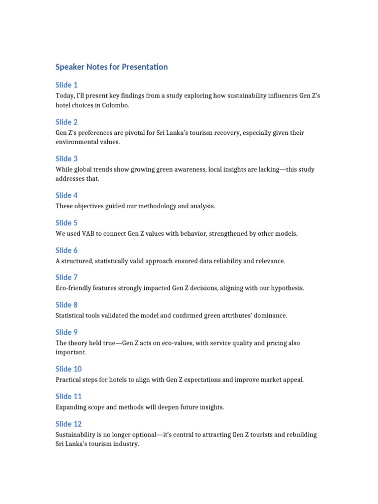 Speaker Notes GenZ Presentation | PDF