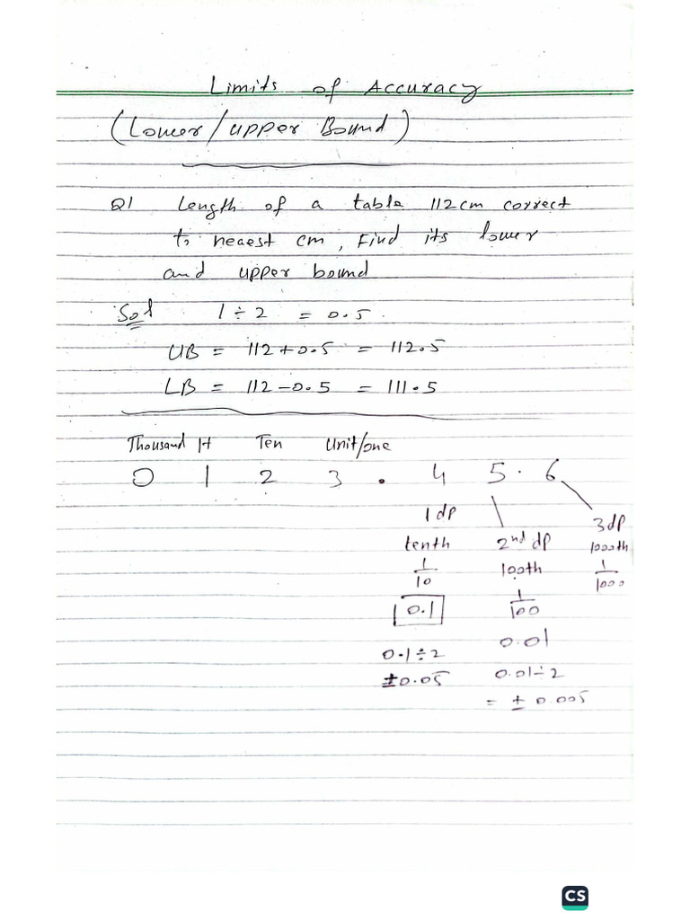 Limits of Accuracy (Lower Upper Bound) | PDF
