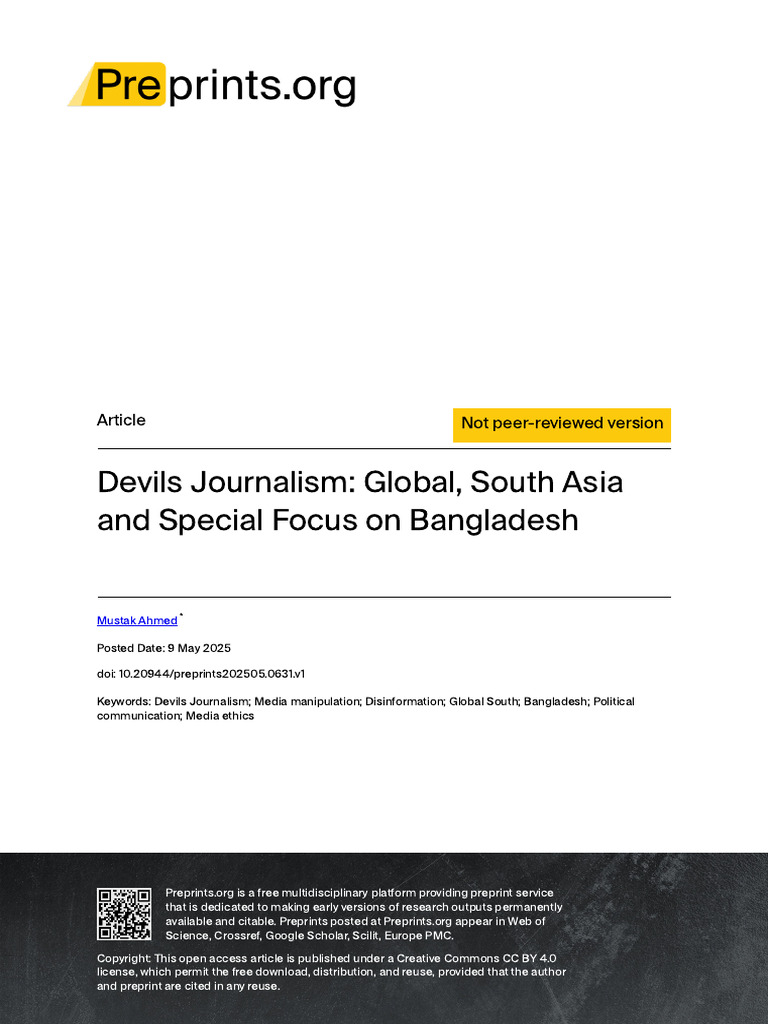 Devils Journalism: Global, South Asia and Special Focus On Bangladesh | PDF | Journalism ...