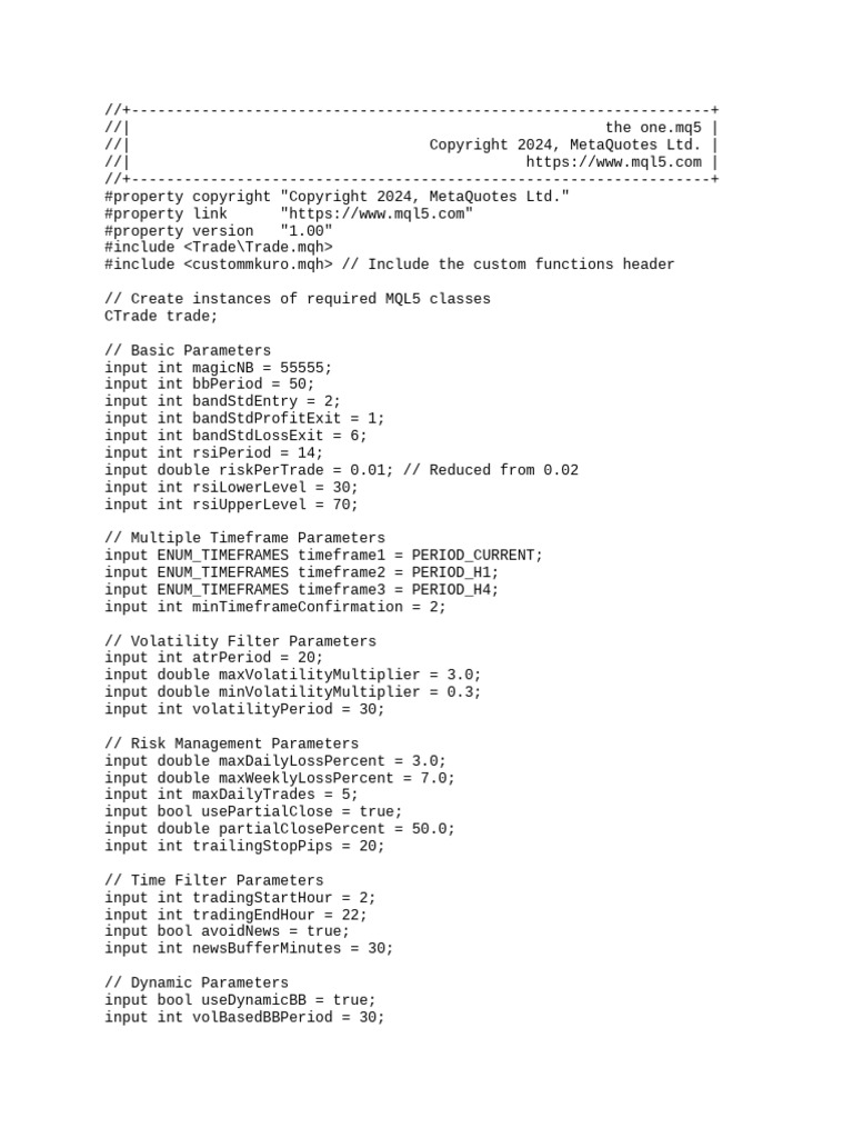 An MQL5 Script On Bollinger Bands Strategy | PDF | Parameter (Computer Programming) | Computer ...