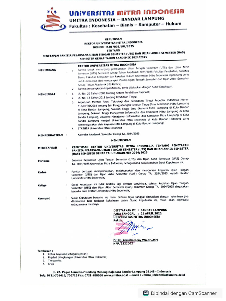 SK Panitia Uts Uas SMSTR Genap | PDF