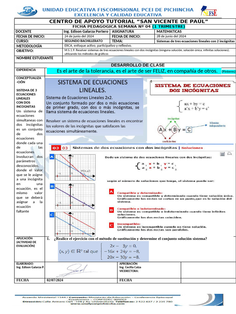 2 Bach-04-Ficha Mate Sistema Ecuaciones 2 Incognitas | PDF