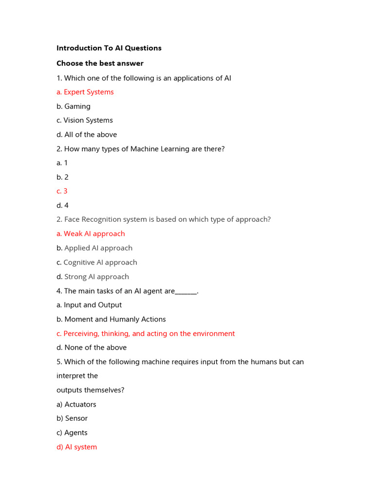 Artificial Intelligence Questions | PDF | Artificial Intelligence ...