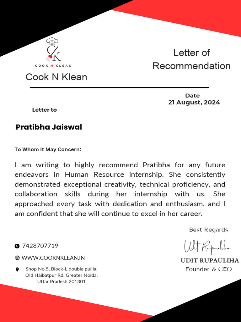 Pratibha Letter of Recommendations | PDF