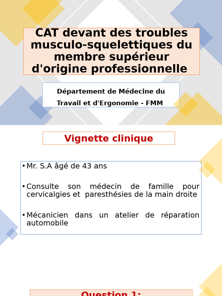 ED TMS 2023 (1) | PDF | Syndrome du canal carpien | Douleur