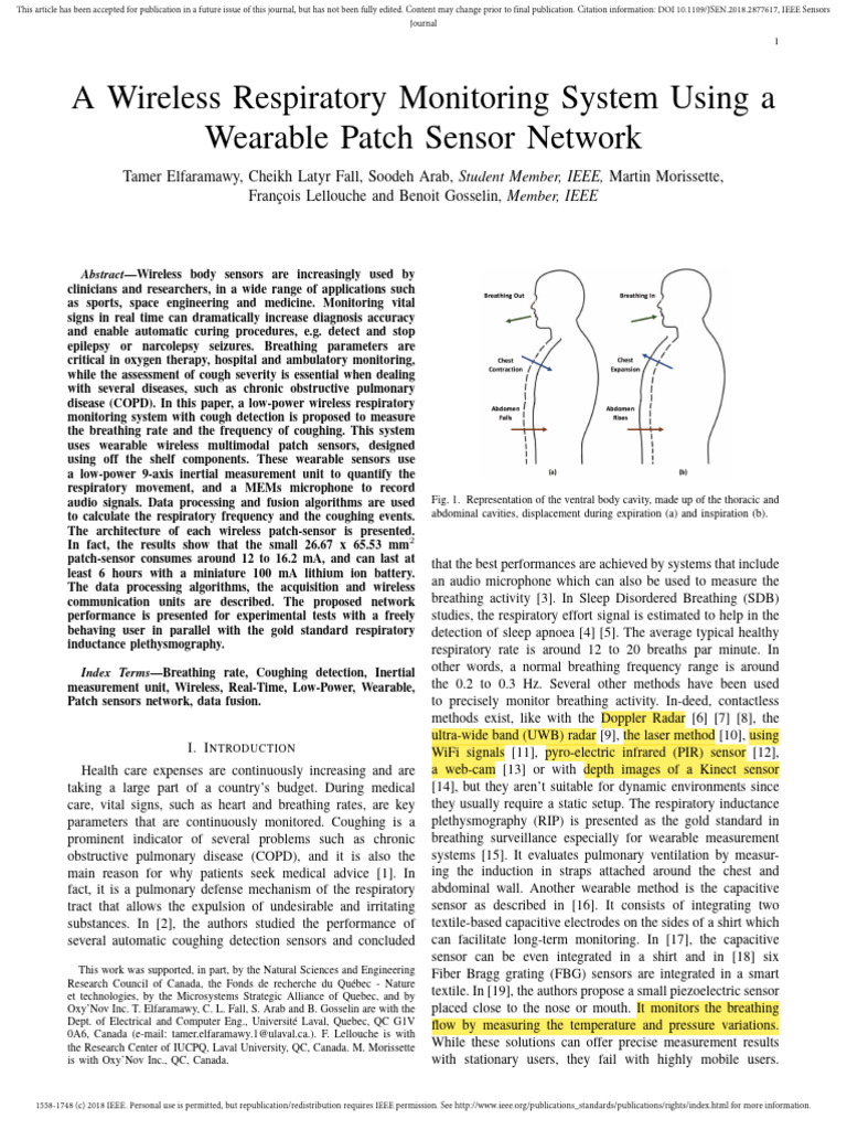 A Wireless Respiratory Monitoring System Using A Wearable Patch Sensor Network | PDF ...