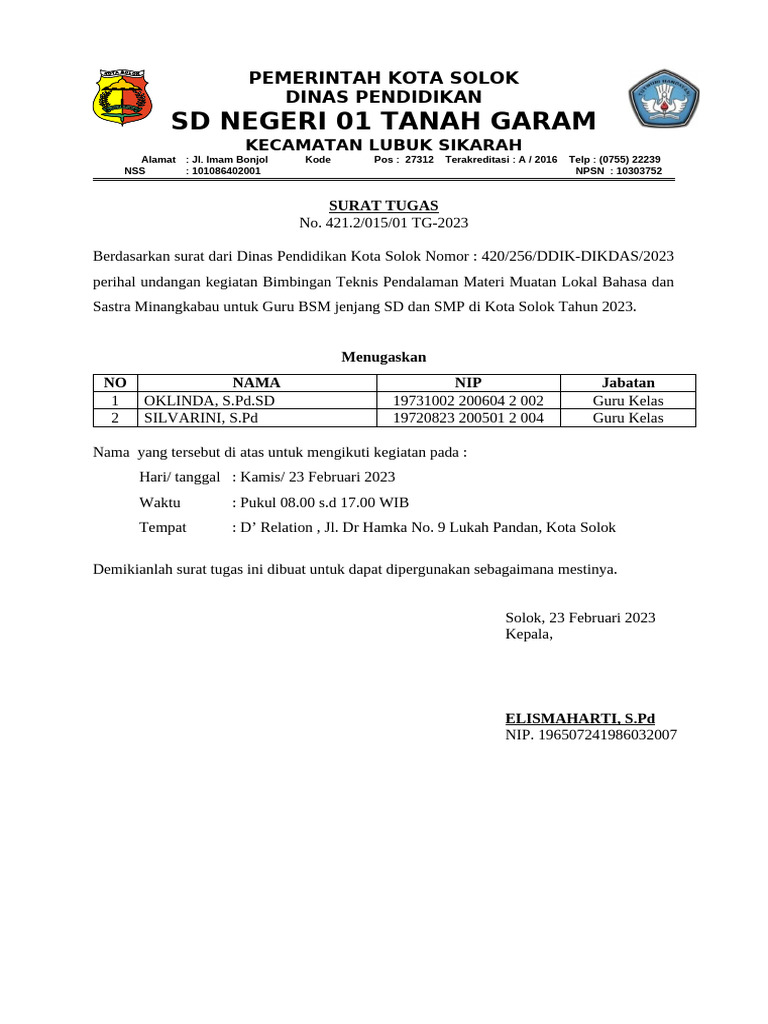 Surat Tugas BSM | PDF