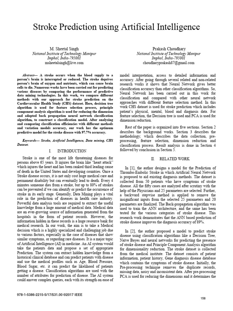 Stroke Prediction Using Artificial Intelligence | PDF | Principal Component Analysis | Stroke