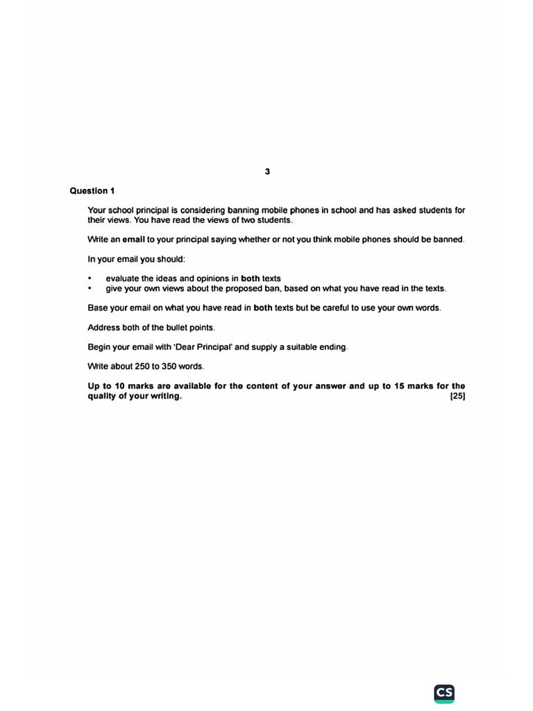 Directed Writing Task Grade 8 and 9 | PDF