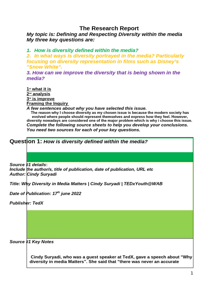 The Research Report: 1. How Is Diversity Defined Within The Media ...