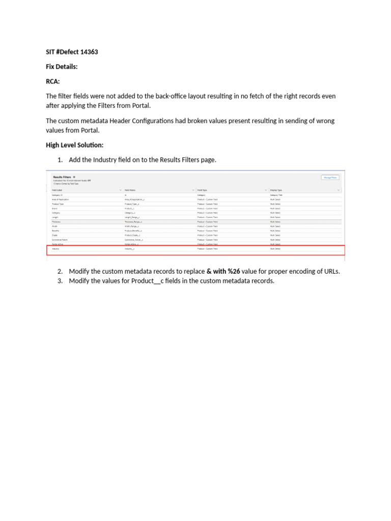 SIT #Defect 14363 Fix Overview | PDF