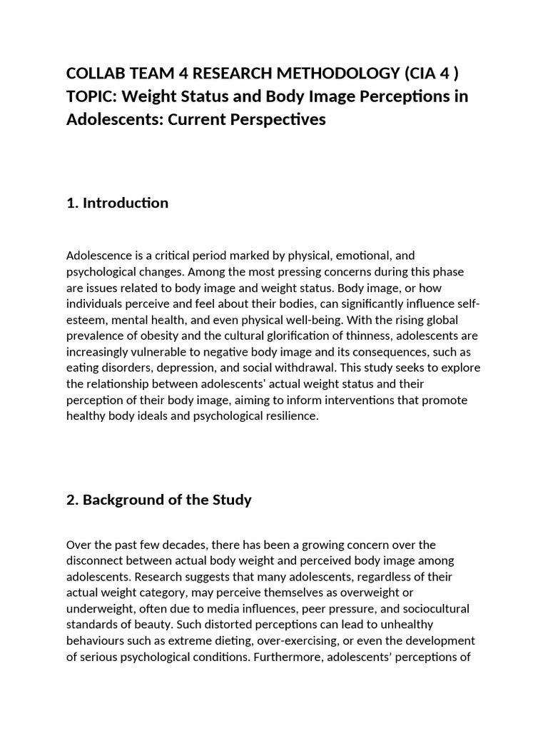 Collab Team 4 Research Methodology | PDF | Body Image | Adolescence