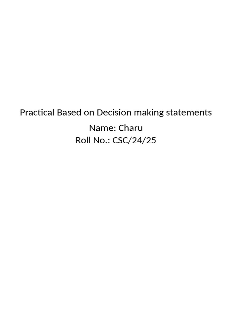 Decision Making Statements | PDF