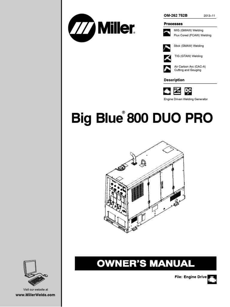 Miller Big Blue Duo Pro 800 | PDF | Welding | Construction