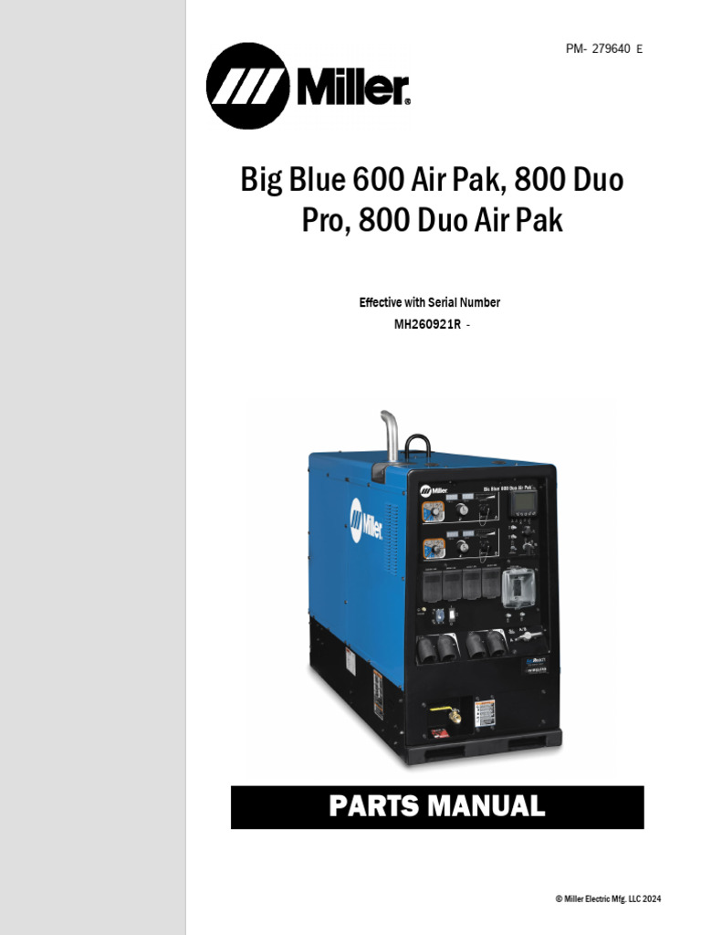 MILLER BIG BLUE 800 DUO AIR PACK | PDF | Relay | Manufactured Goods