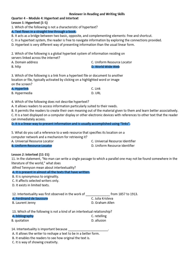 Reviewer in RWS Fourth Quarter | PDF | Hyperlink | World Wide Web