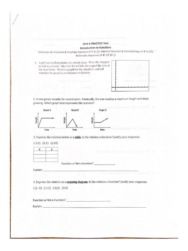 Algebra Unit 4 Review Day 1 and 2 | PDF