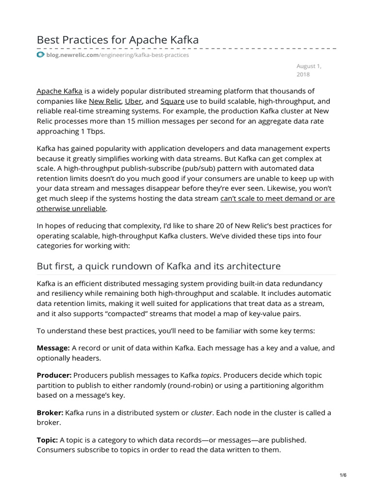 Best Practices For Apache Kafka Pdf Computing Computer Architecture