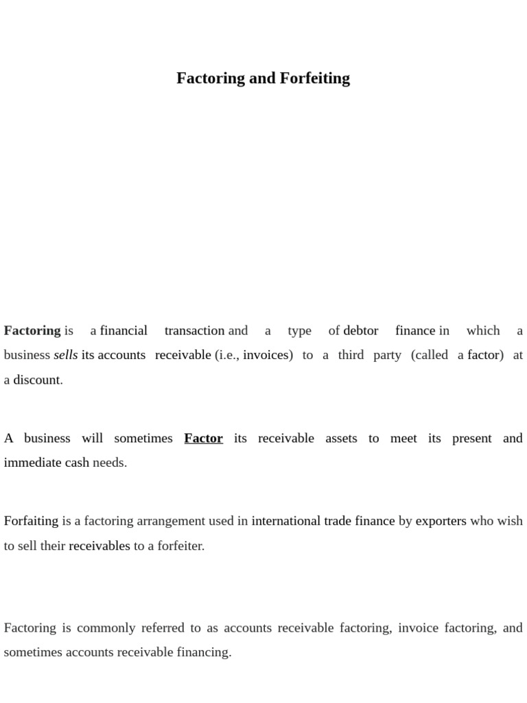 Factoring Detailed | PDF | Factoring (Finance) | Service Industries