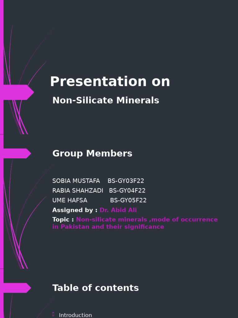 Non Silicate Minerals Presentation-1 | PDF | Minerals | Geology