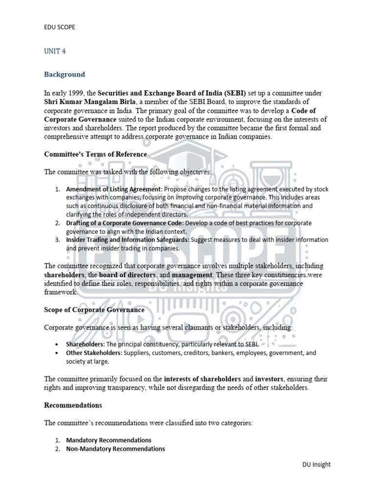Unit 4 Corporation Governance | PDF | Corporate Governance | Governance