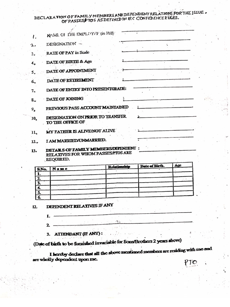 Family Declaration Form | PDF