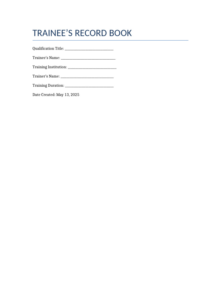 Trainees_Record_Book_Template | PDF