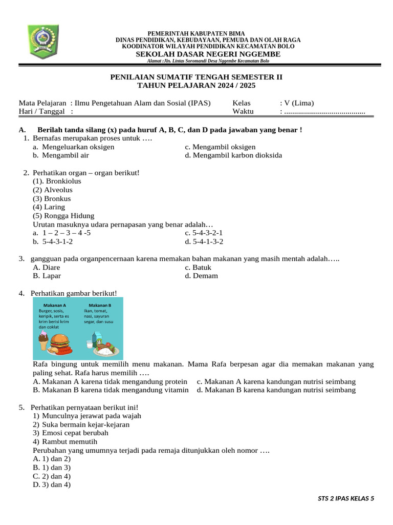 Soal Ipas STS 2 | PDF