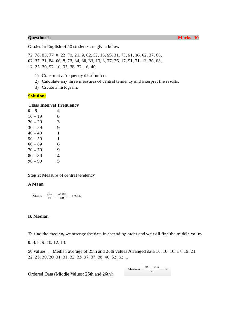 Spring 2025 - STA301 - BC230214876 | PDF | Mode (Statistics) | Statistical Theory