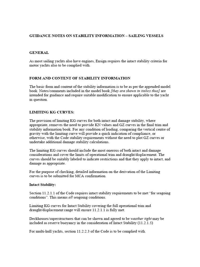 Stability Information Guidance - Sail 26 June 06 | PDF | Ships