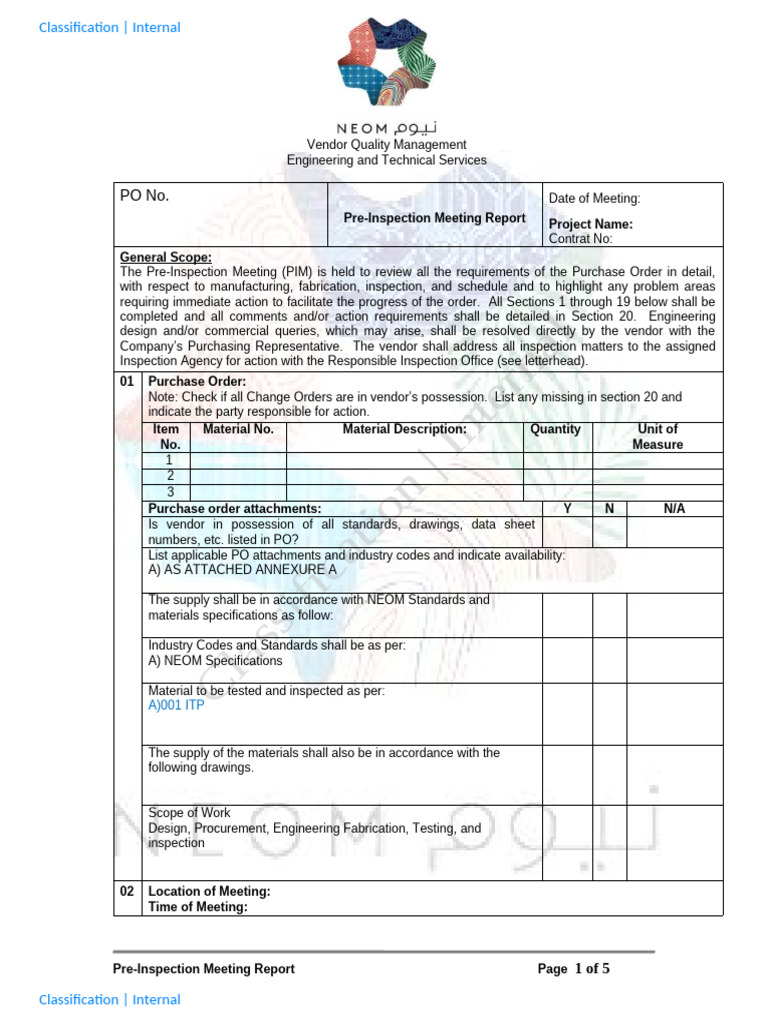 PIM Report Form-Vendor Quality Inspection | PDF | Specification ...