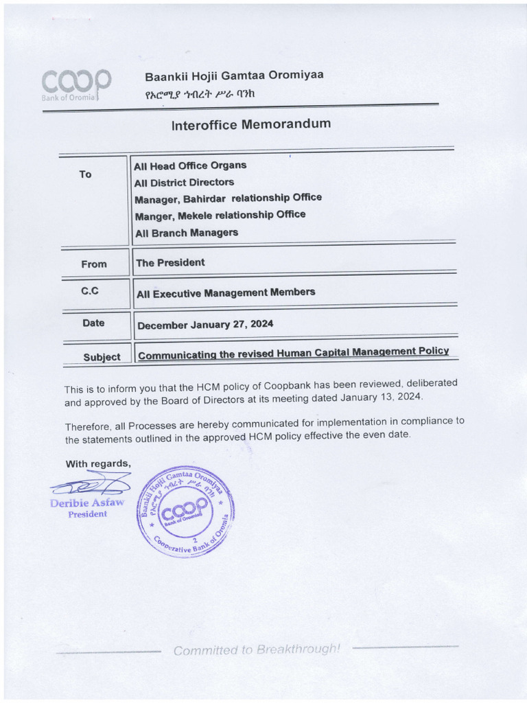 Human Capital and Projects Management - Human Capital Management Policy ...