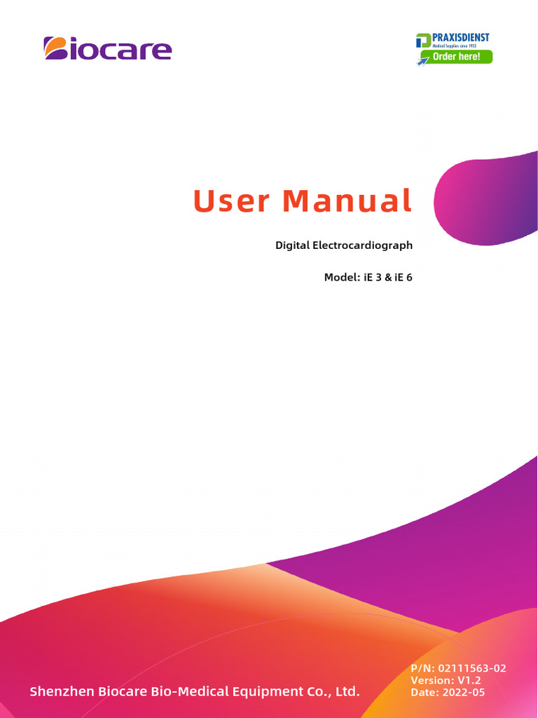 Biocare Ie 6 6 Lead Ecg Machine User Manual | PDF | Electrocardiography | Power Supply