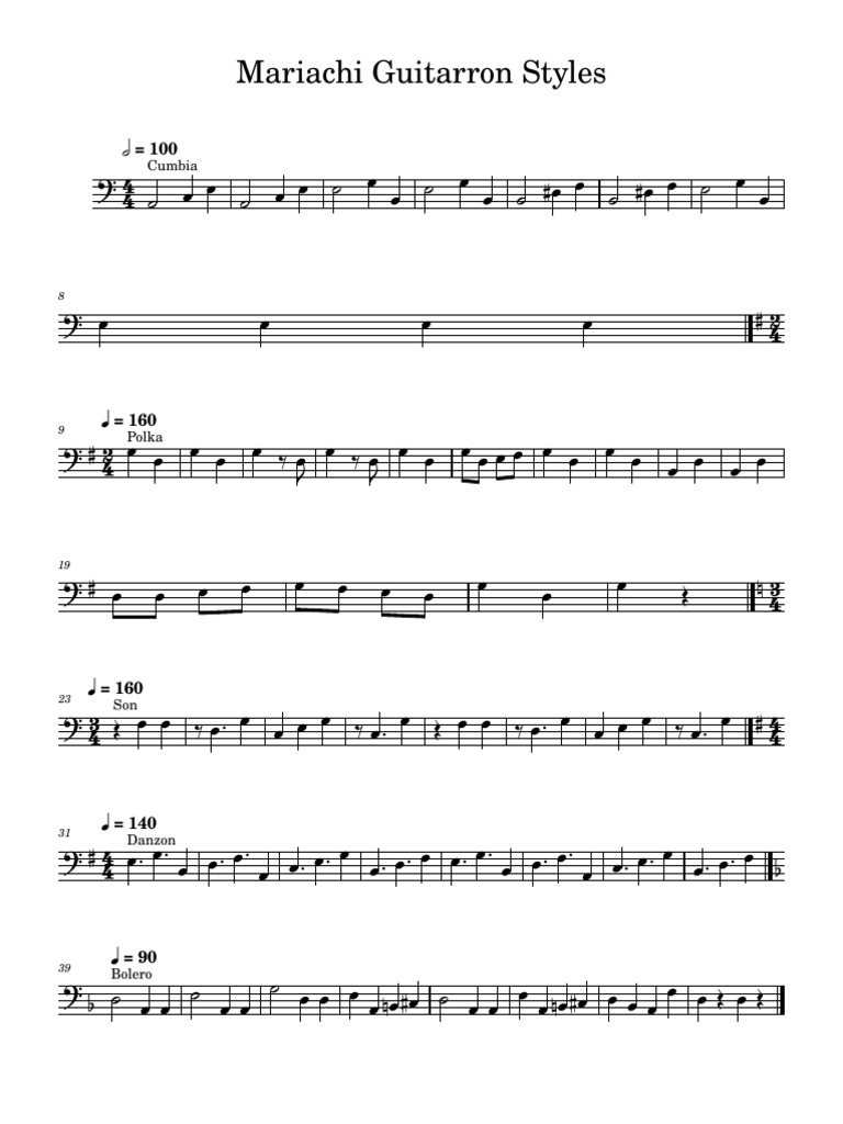 Mariachi Guitarron Styles | PDF