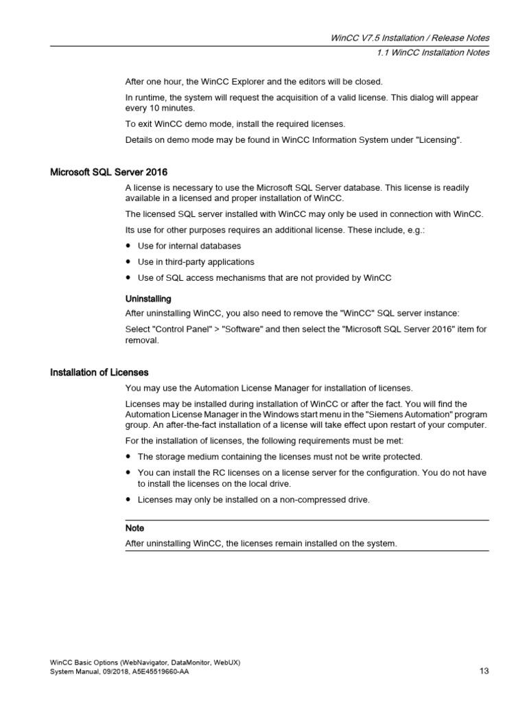 WinCC7.5 BasicOptions - PDF Page 13 | PDF | Microsoft Sql Server ...