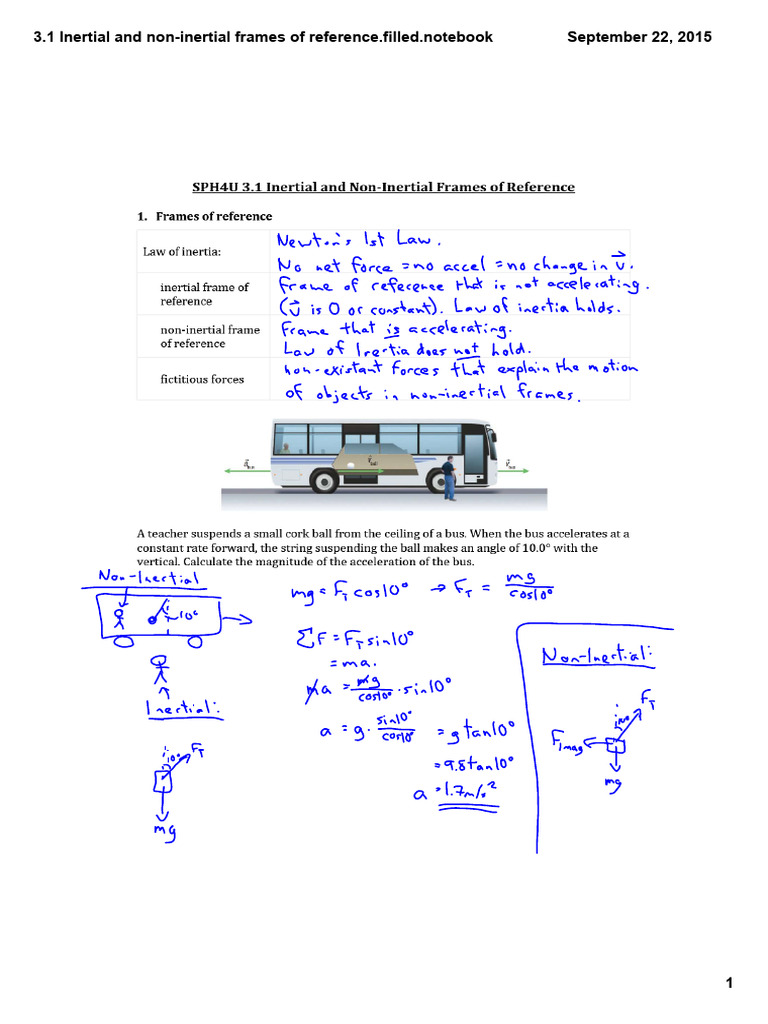 3.1 Inertial and non-inertial frames of reference.filled | PDF