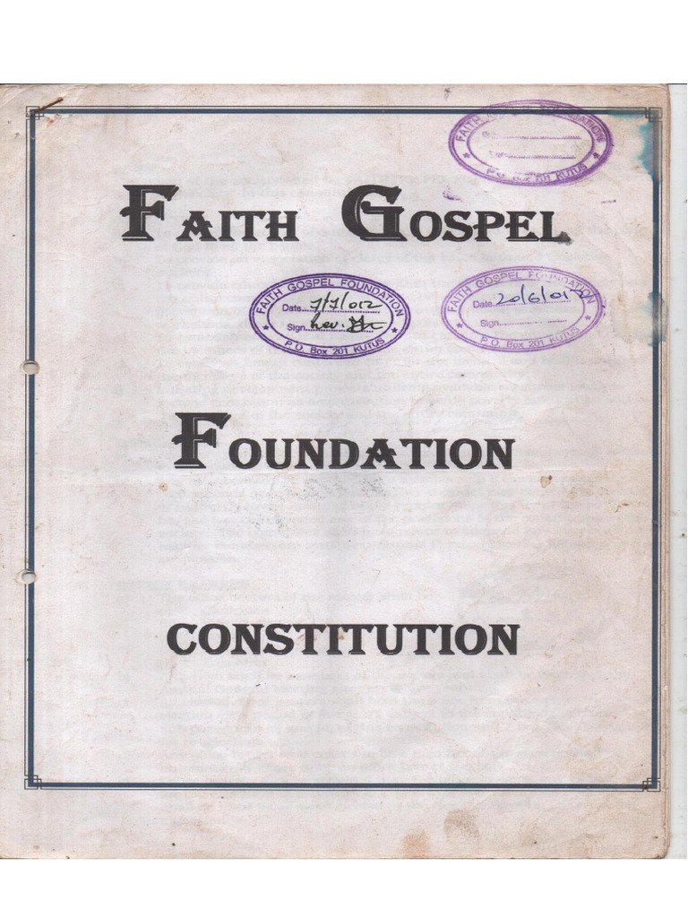 Constitution Faith Gospel Foundation | PDF