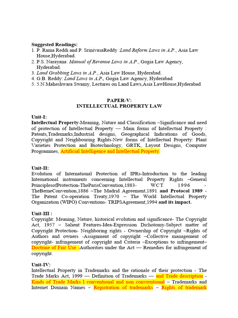 Overview of Intellectual Property Law | PDF | Intellectual Property ...