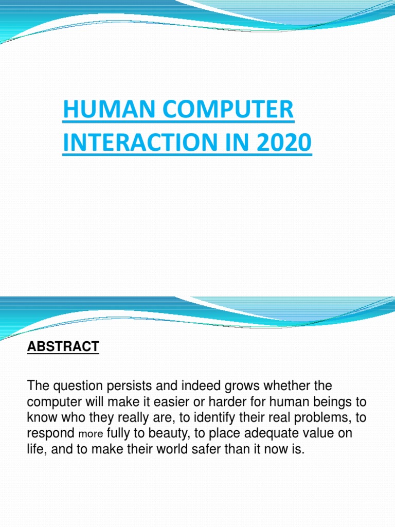 Human Computer Interaction in 2020 | PDF | Human–Computer Interaction ...